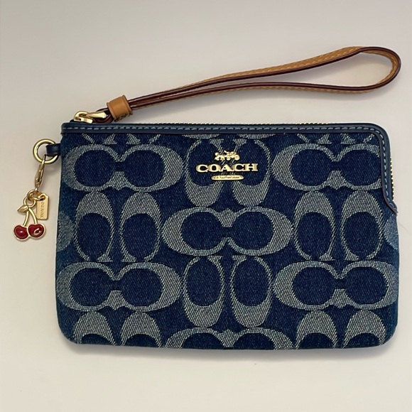 Coach | Bags | Nwt Coach Corner Zip Signature Denim Wristlet | Poshmark